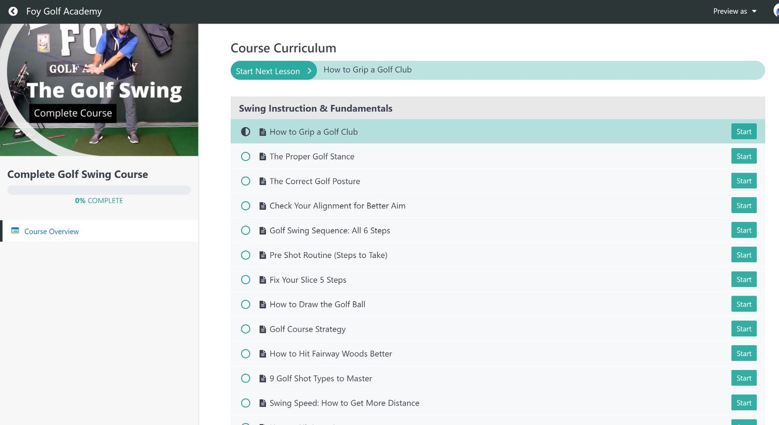 Break 70 Golf Program - Foy Golf Academy